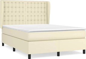 Box spring postel s matrací krémová 140x190 cm umělá kůže 3129029