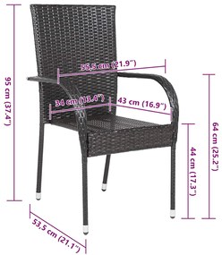 vidaXL Marketos Stohovatelné zahradní židle 6 ks polyratan hnědé