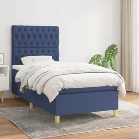 vidaXL Box spring postel s matrací 90x190 cm textil [3142541] Barva: Modrá