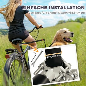 PawHut vodítko na kolo pro psy Snadná instalace a demontáž Vodítko pro psy na kolo, cyklistiku, výcvik, běhání, černé