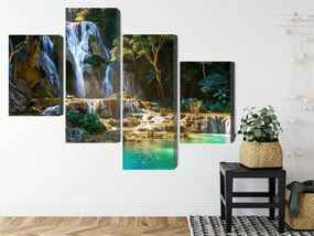 Vícedílný obraz Vodopád Kuang Si Nedostatek Nedostatek Plátno Canvas 160x100