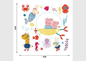 Dětská samolepka na zeď Prasátko Peppa Svět Pod Vodou | 30 x 30 cm | DDKS3833