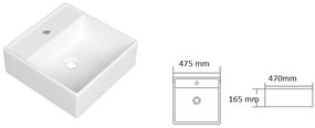 Gamma Noxa, umyvadlo na desku 475x470x165 mm, bílá lesklá, GMA-UC-NOXA