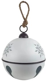 Vánoční ozdoba rolnička, bílá, kov, 30 cm