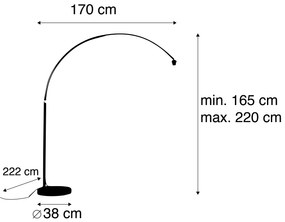 Moderní oblouková lampa chromovaná nastavitelná bez stínidla