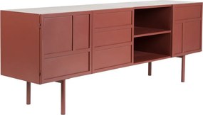 Červený kovový TV stolek 160x58x36 cm Davis – White Label