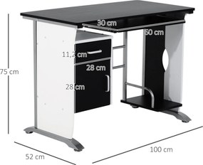 HOMCOM PC Počítačový stůl Kancelářský stůl 100x52x75cm Dřevěný nábytek