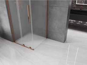 Mexen Velar L, sprchový kout s posuvnými dveřmi 100 x 100 cm, 8mm sklo námraza, růžové zlato, 871-100-100-33-60