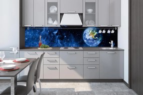 DIMEX | Fototapeta do kuchyně Pohled na Zemi KI-260-233 | 260 x 60 cm | modrá, zelená, bílá