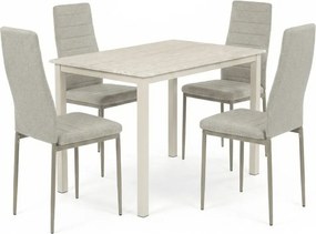 Jídelní set s 4 židlemi, 110x70x75cm travertin, ASE-1039 CRM2