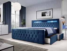 K&M postele Boxspring postel SERA s úložným prostorem (4 šuplíky) a LED Velikost postele: 200 × 200 cm, Výběr matrace: Taštičková zónová matrace - mě…