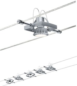 Paulmann 94133 Mac2, lankový systém, 5x max 10W LED 12V, matný chrom, 500cm
