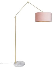 Moderní stojací lampa zlaté sametové stínidlo růžová 50 cm - Redakce