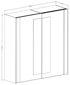Šatní skříň se zrcadlem 201 cm LJUBA - dub flagstaff