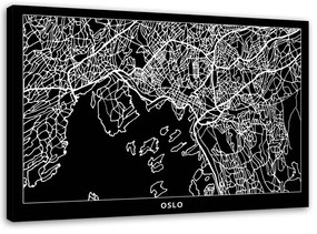 Obraz na plátně Mapa města Oslo - 100x70 cm