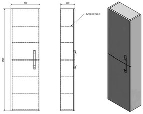 Sapho, MITRA skříňka vysoká 40x140x20cm, bordó, levá/pravá, MT133