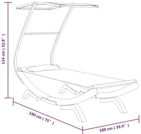 vidaXL Marketos Zahradní lehátko a stříška 100x190x134cm ohýbané dřevo antracit
