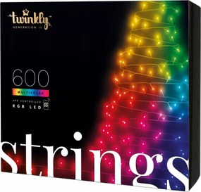 Twinkly Strings 600 Led Rgb černý kabel Zástrčka F (typ Eu) 48 m