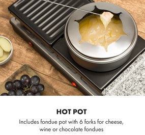 Klarstein Fonduelette XL, raclette gril, fondue, 3 v 1, 1650 W, pro 12 osob, přírodní kámen