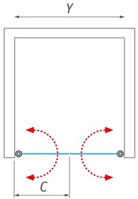 Roth Dvoukřídlé sprchové dveře TCN2 pro instalaci do niky Varianta: šířka: 110 cm - (TCN2 1100 - 731-1100000-01-02), Barva profilů a typ výplně: profily: stříbrná (elox), výplň: transparent
