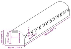 vidaXL Marketos Náhradní plachta na skleník (54 m²) 300 x 1 800 x 200 cm zelená