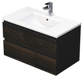 Koupelnová skříňka s umyvadlem SAT Cube Way 80x47,5x46 cm hnědá mat CUBE3D802ZHMOD