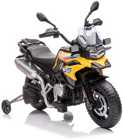 Dětská elektrická motorka BestBerg BBCC-80Y – BMW F 850 GS / nosnost 30 kg / Li-Ion baterie / žlutá