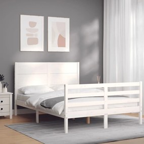 vidaXL Rám postele s čelem 120 x 200 cm masivní dřevo [3194634] Barva: Bílá