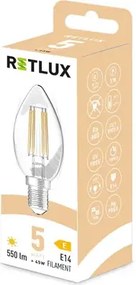 RETLUX RFL 400 Filament C35 E14 candle 5W / 550 lm / 3000K - teplá bíl