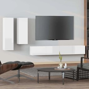 vidaXL 4dílný set TV skříněk kompozitní dřevo [3114630] Barva: bílá s vysokým leskem