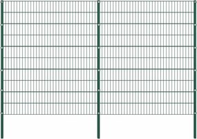 Plotový panel se sloupky železný 349 x 200 cm zelený 278680