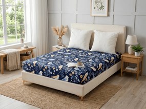 Prostěradlo z mikrovlákna DENIM BIRDS modré 90x200 cm