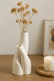 váza, styl Boho, plast, 14x6x6 cm, bílá, Dekorino VD0260007
