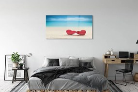 akrylový obraz Srdce červené písečné moře 125x50 cm