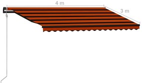 Automatická zatahovací markýza 400 x 300 cm oranžovo-hnědá,  3055265