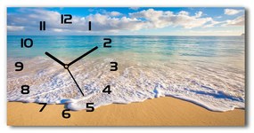Wallmuralia Skleněné hodiny na stěnu tiché Havajská pláž 60x30 cm