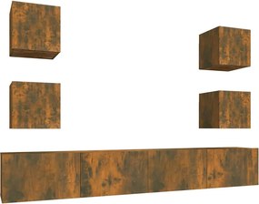 6dílný set TV skříněk kouřový dub kompozitní dřevo 3114267