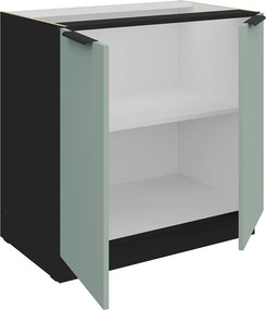 ARIA sc | dolní skříňka 80 D 2F policová | 80 cm | ANTI FINGERPRINT povrch | černá/aquamarine
