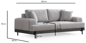 Hanah Home Třímístná pohovka ETI šedá 220 cm
