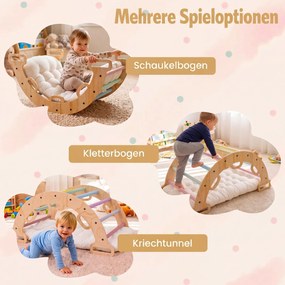 Costway Lezecký oblouk dřevěný Montessori lezecký houpací houpačka s měkkým