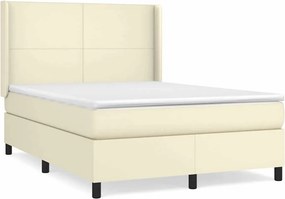 Box spring postel s matrací krémová 140x190 cm umělá kůže 3132377