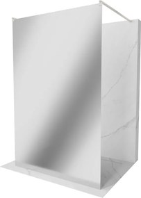 Mexen Kioto, sprchová zástěna Walk-In 110 x 200 cm, 8mm sklo vzor zrcadlo, broušená ocel profil, 800-110-002-97-50