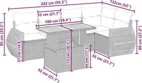 6dílná zahradní sedací souprava s poduškami béžová polyratan 3272185