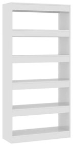 vidaXL Knihovna/dělicí stěna bílá vysoký lesk 80x30x166 cm dřevotříska