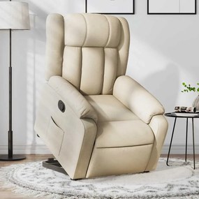 Zvedací polohovací křeslo krémové textil 3205325