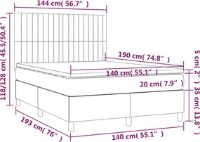 Box spring postel s matrací tmavě šedý 140 x 190 cm textil 3142490