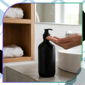Camerazar Dávkovač mýdla 300 ml matně černá lahvička s pumpičkou do kuchyně nebo koupelny