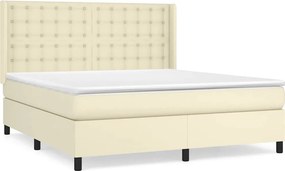 Box spring postel s matrací krémová 160x200 cm umělá kůže 3132509