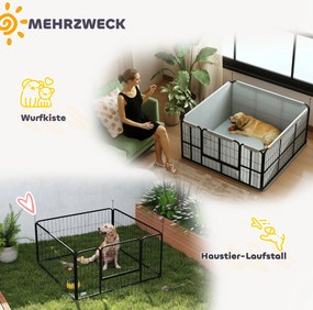 PawHut Cvičební Box pro Štěňata, Box se Zámkem, Oxford 600D Tkanina, Pratelná Podložka, Ohrádka pro Psy, Ocel, 122 x 60 cm, Černá