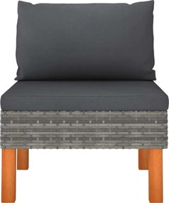 vidaXL Středová sedačka polyratan a masivní eukalyptové dřevo [315753] Barva: Černá